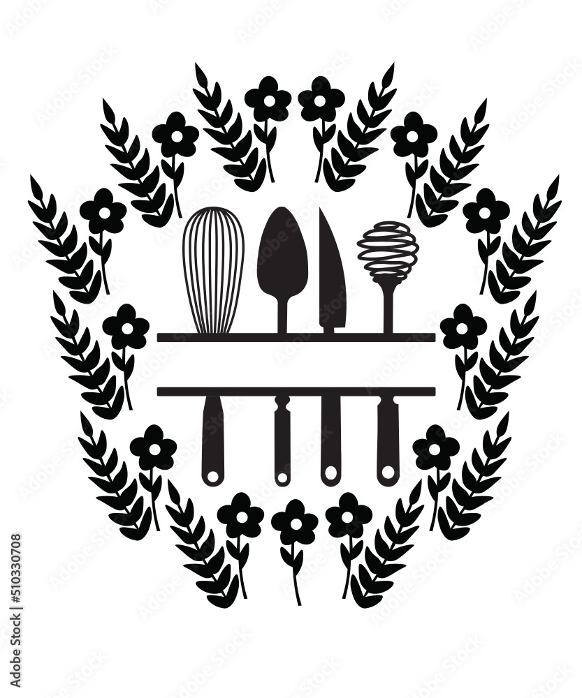 Kitchen Split Frame SVG, kitchen svg, cooking svg, Kitchen Monogram svg ...