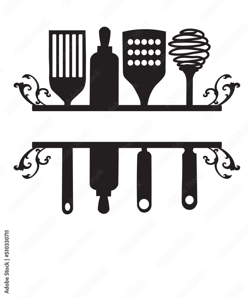 Kitchen Split Frame SVG, kitchen svg, cooking svg, Kitchen Monogram svg ...