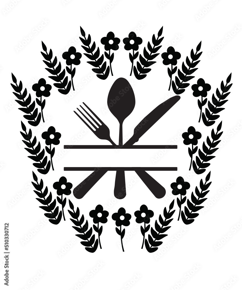 Kitchen Split Frame Svg Kitchen Svg Cooking Svg Kitchen Monogram Svg