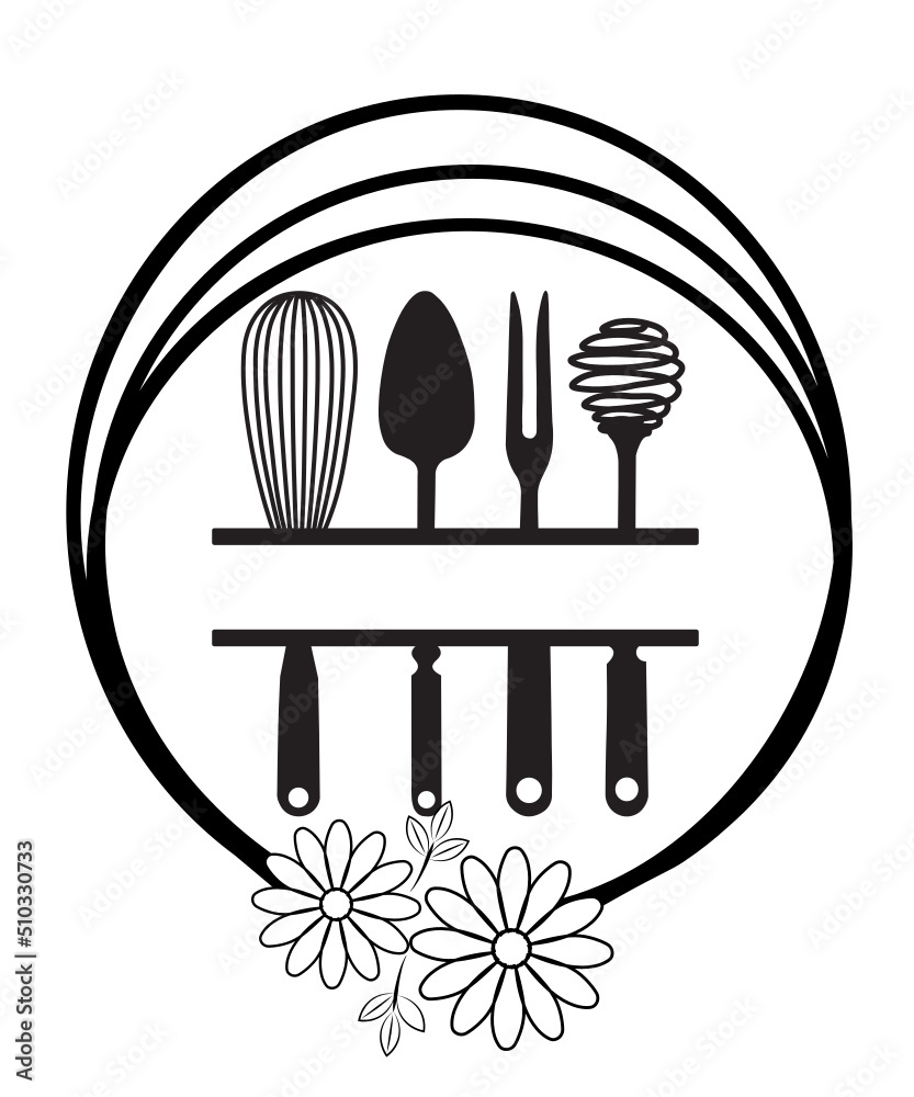 Kitchen Split Frame SVG, kitchen svg, cooking svg, Kitchen Monogram svg ...
