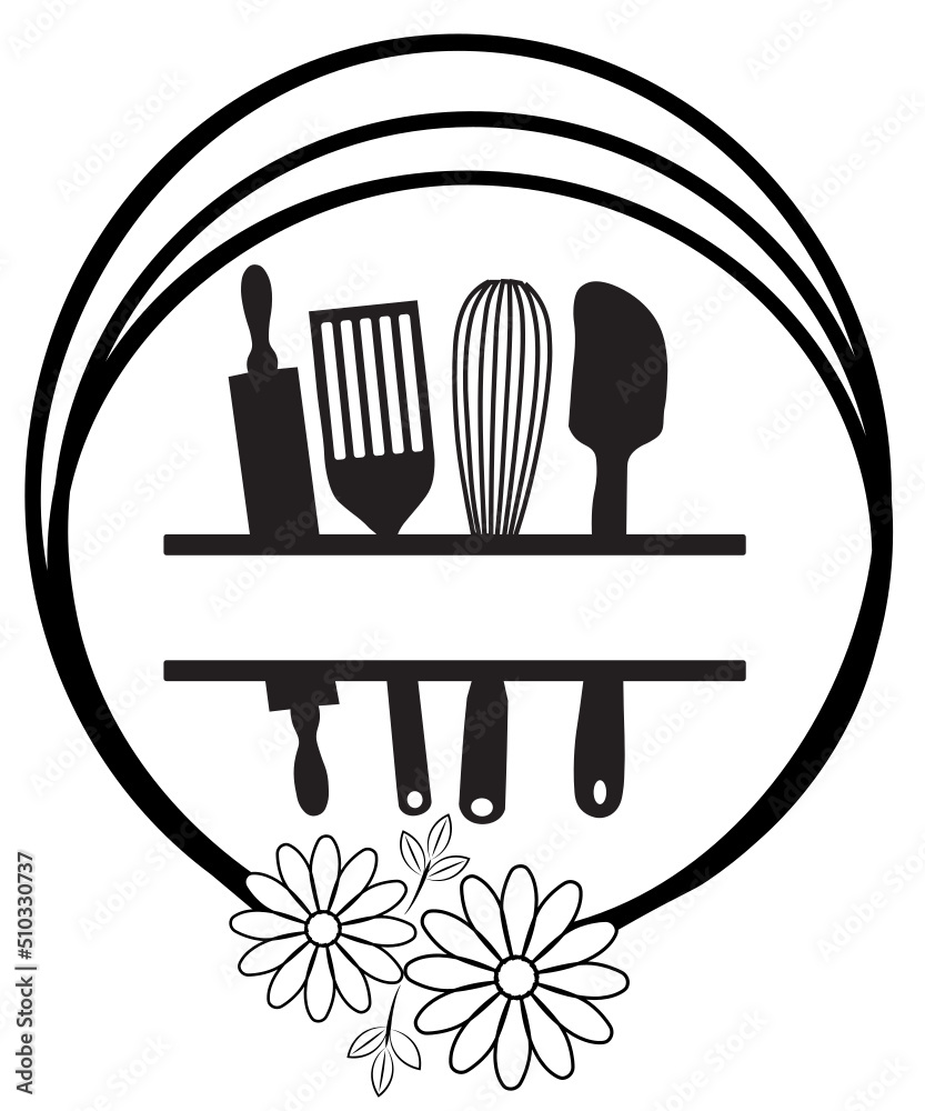 Kitchen Split Frame Svg Kitchen Svg Cooking Svg Kitchen Monogram Svg