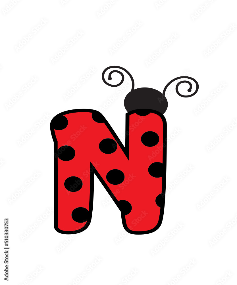 lady bug font letters aphabet svg png, birthday girl boy svg, Ladybug ...
