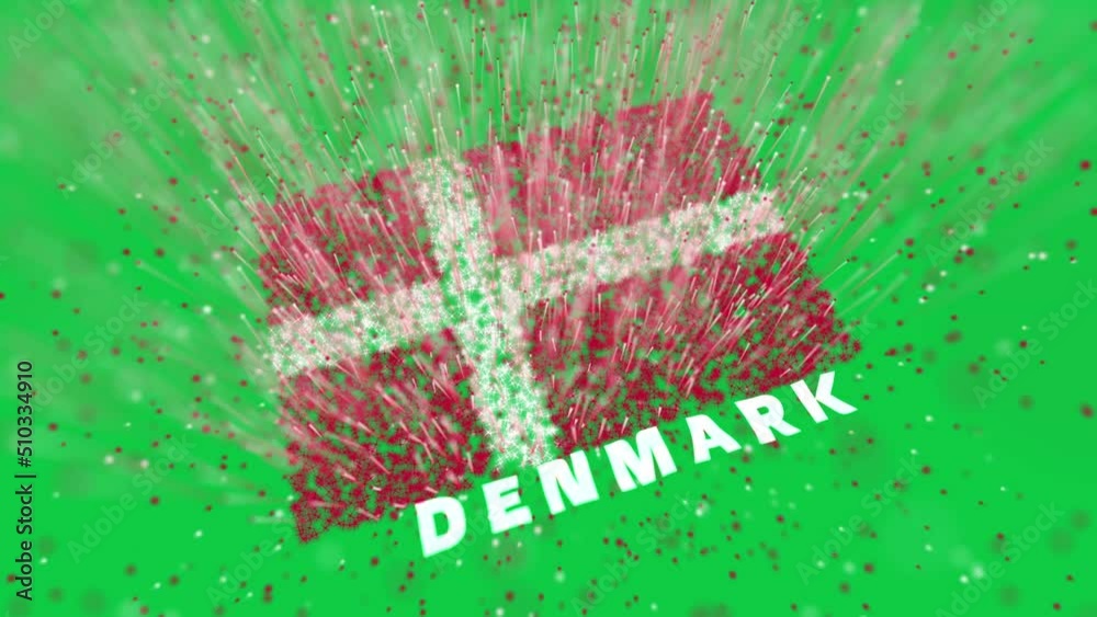 Animation video of the country Denmark flag displayed through tiny ...