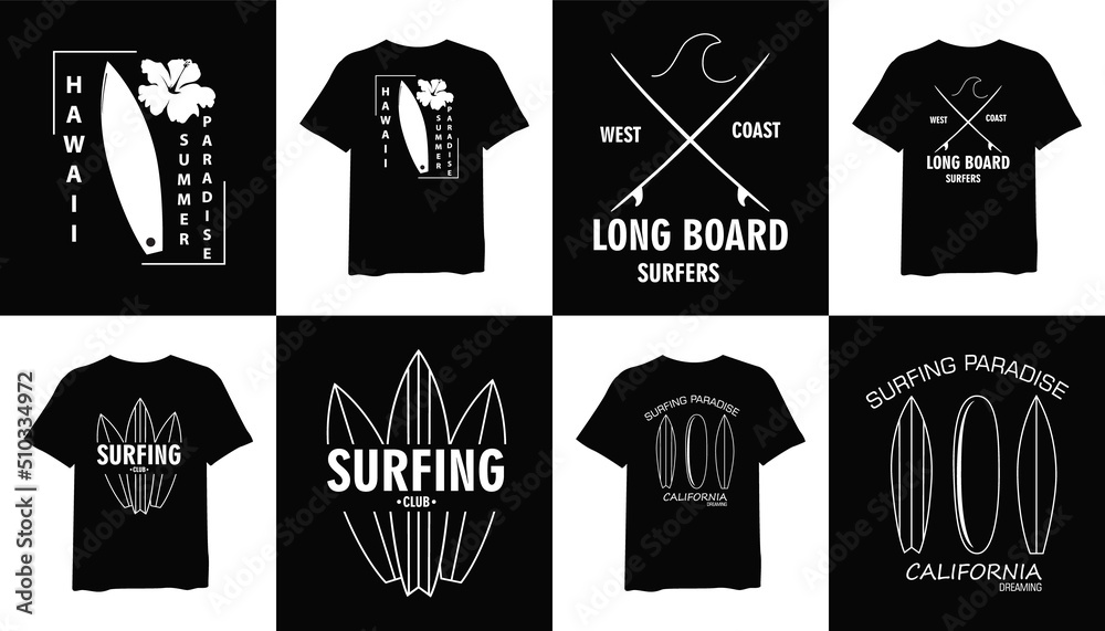 collection of surfing t-shirt design. surf t shirt design. t-shirt ...