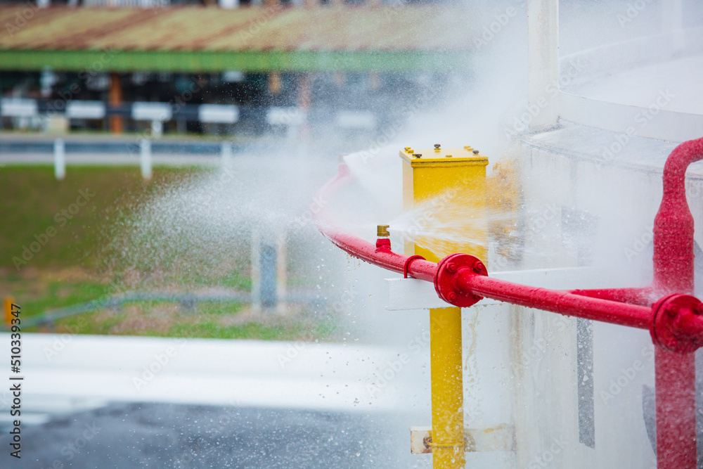 Tanks oil roof tank with pipe water spray ring fire extinguisher Stock ...