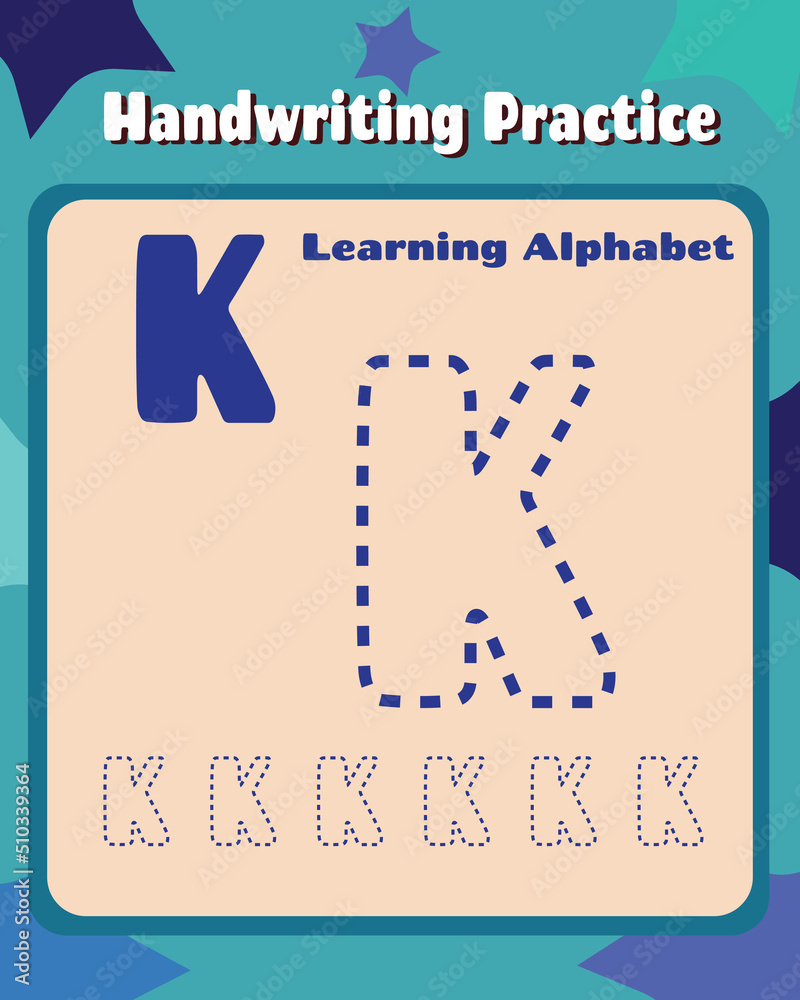 Letter K cute children colorful ABC alphabet trace practice worksheet ...