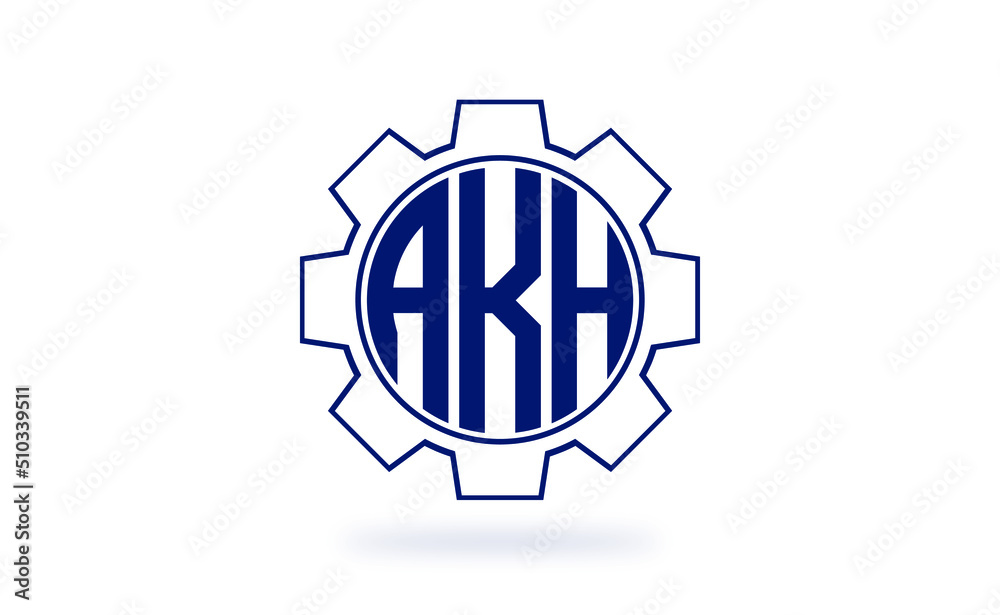 AKH three letter industrial logo with gear icon logo design vector ...