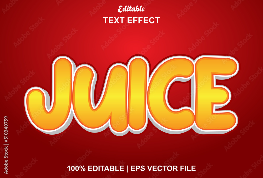 juice text effect with red and orange color editable. Stock Vector ...