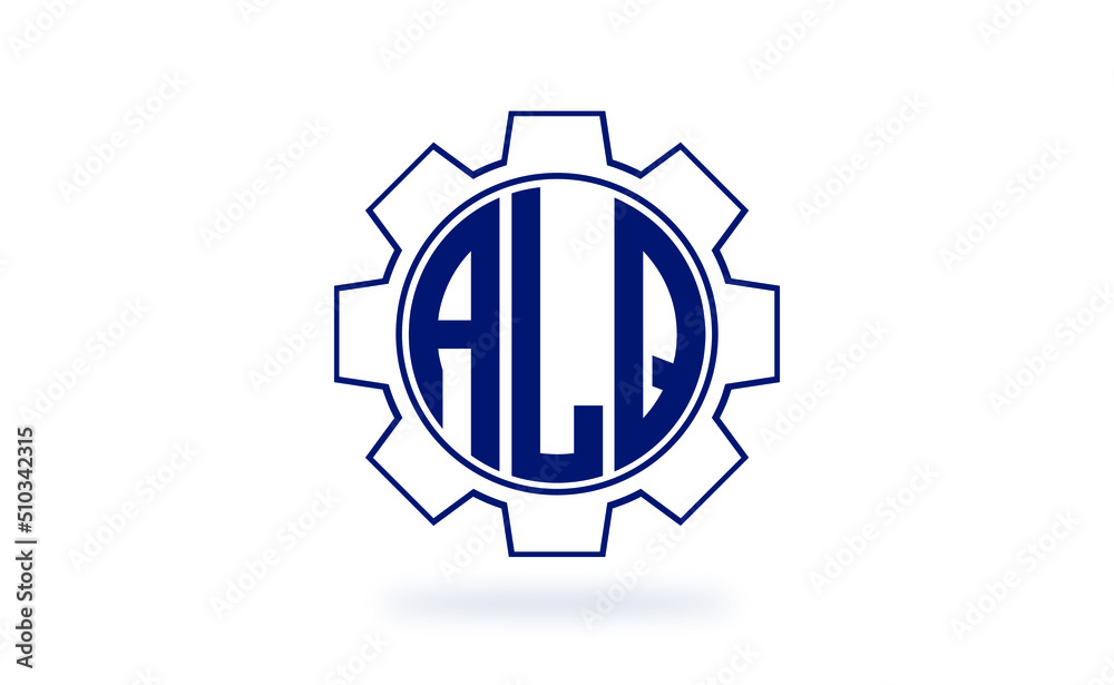 ALQ three letter industrial logo with gear icon logo design vector ...
