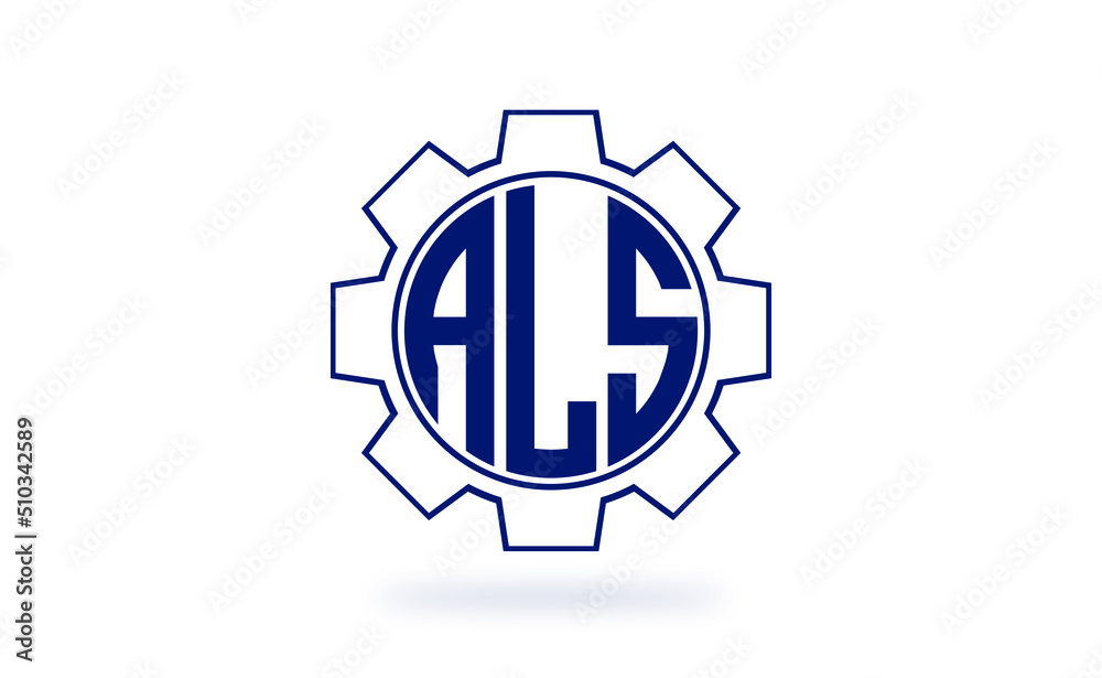 ALS three letter industrial logo with gear icon logo design vector ...