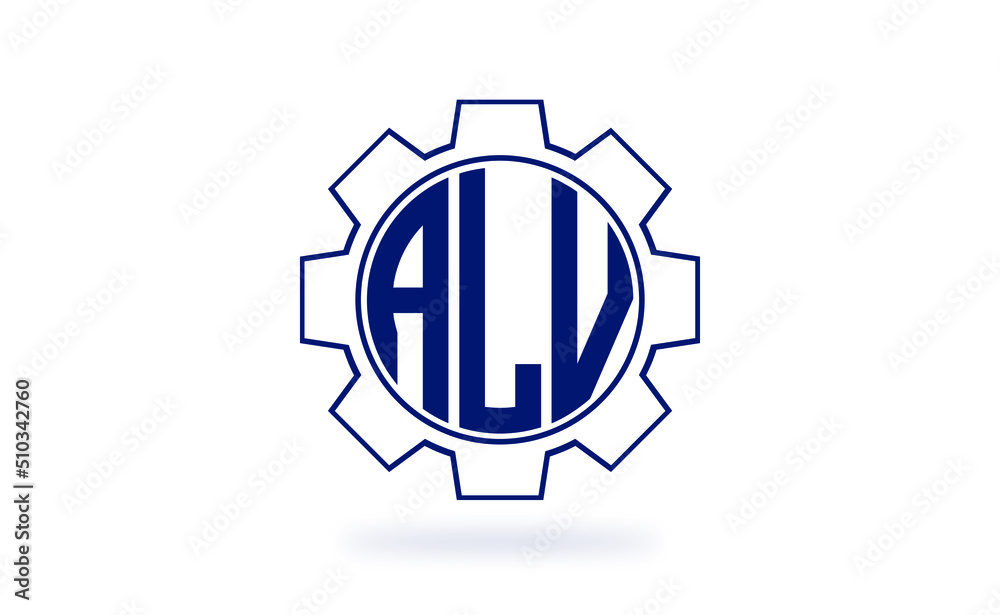 ALV three letter industrial logo with gear icon logo design vector ...