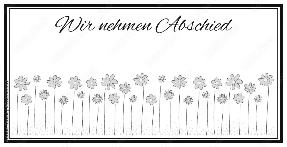Trauerkarte, Wir nehmen Abschied, mit Blumenwiese Stock Vector | Adobe ...
