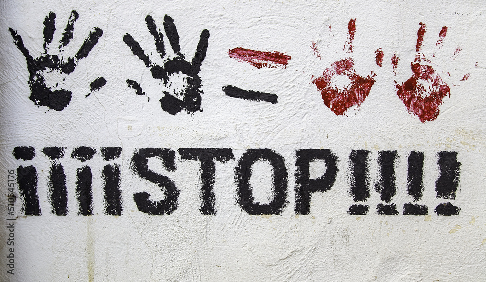 Blood handprint symbol Stock Photo | Adobe Stock