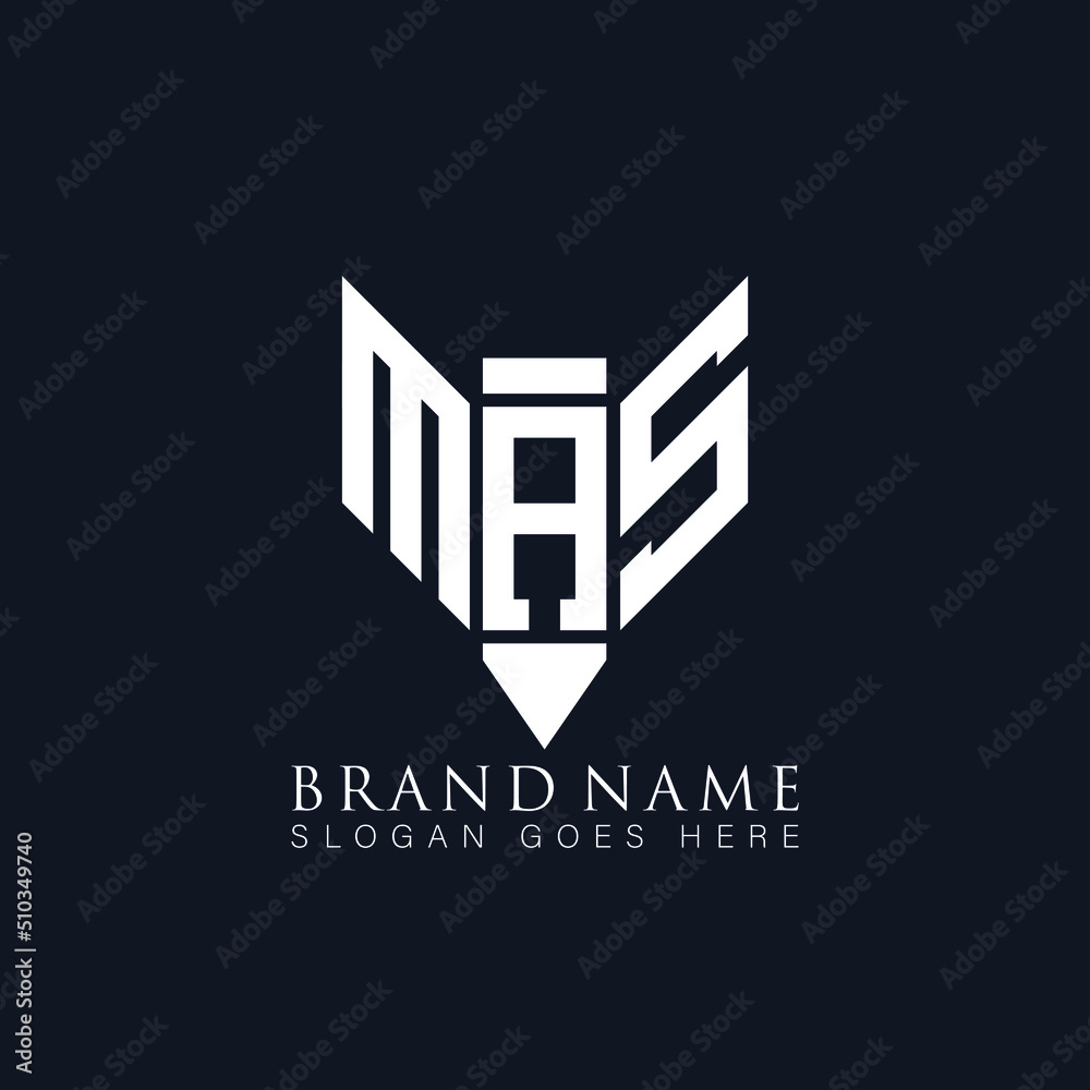 MAS letter logo design on black background.MAS creative monogram pencil ...