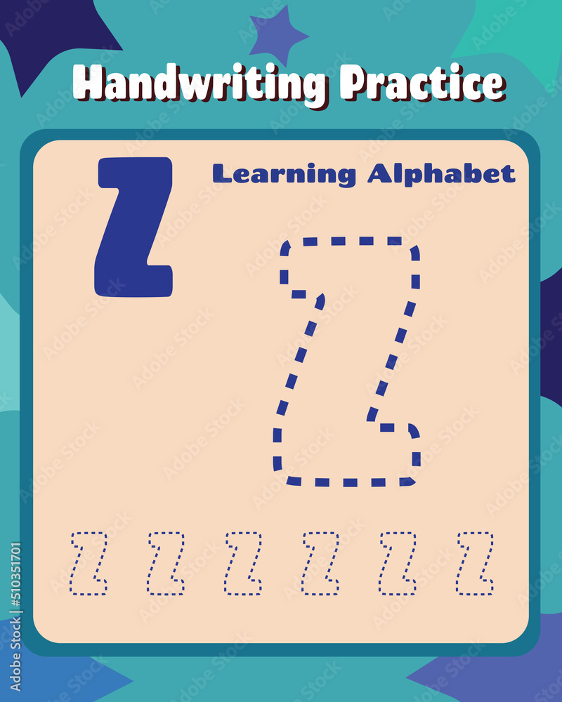 Letter Z cute children colorful ABC alphabet trace practice worksheet ...
