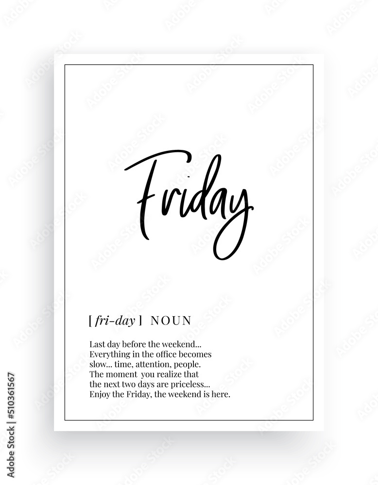 Friday, vector. Minimalist modern poster design. Friday noun ...