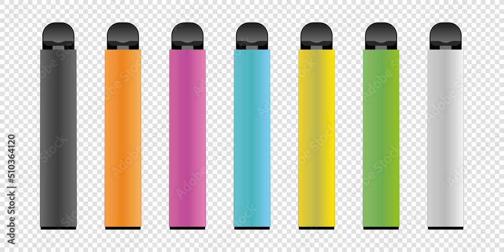 Set of electronic cigarette, realistic effect, isolated on transparent ...