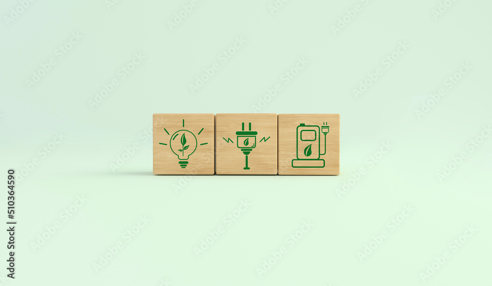 Eco friendly energy loss the carbon footprint. Icons clear energy ...