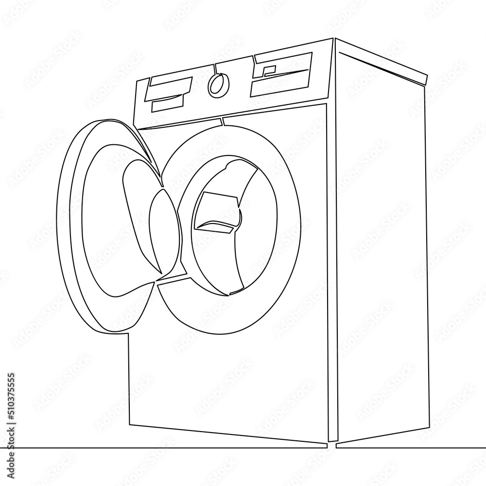 Continuous line drawing washing machine household concept Stock Vector ...