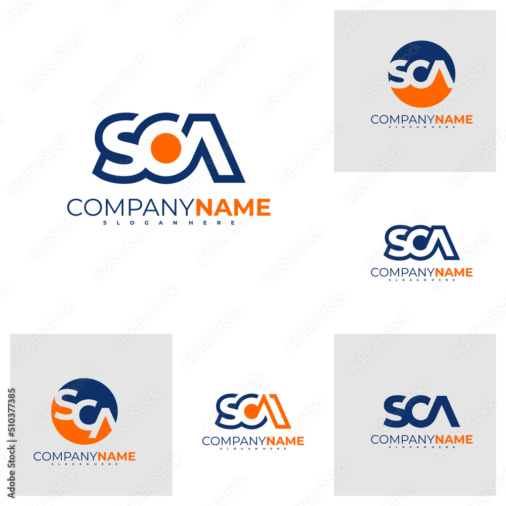 Set of Letter S C A logo design vector template, Initial SCA logo ...