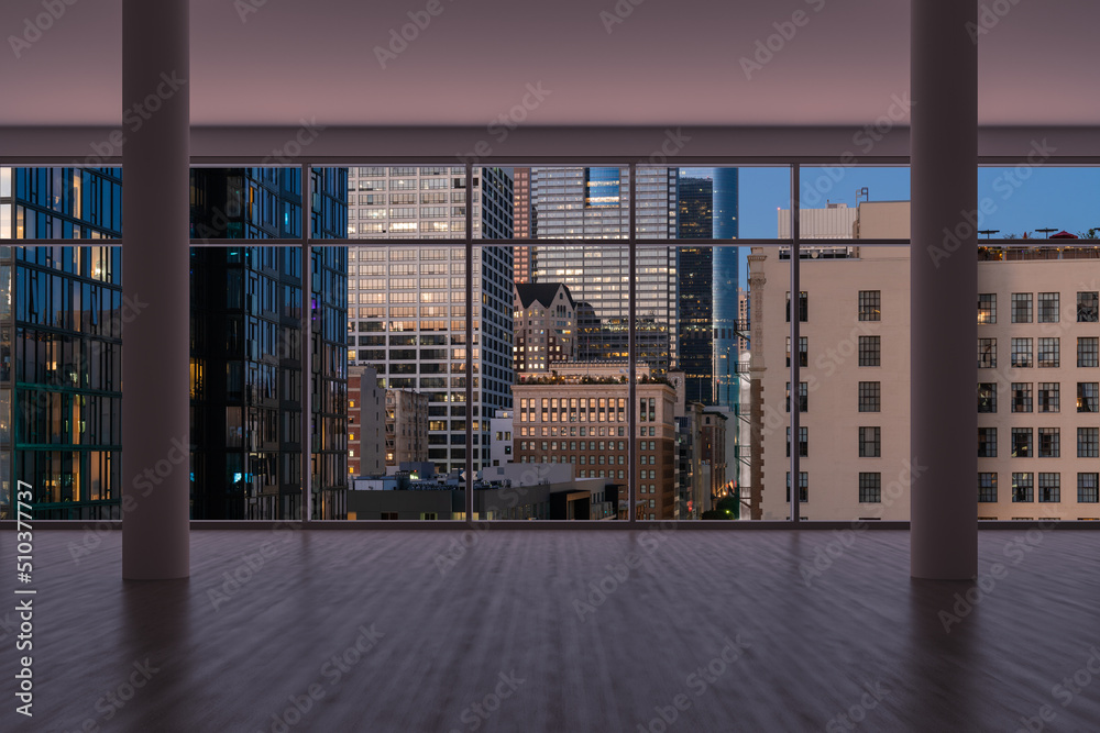 Downtown Los Angeles City Skyline Buildings from High Rise Window ...