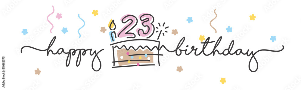 23rd Birthday handwritten typography lettering Greeting card with ...