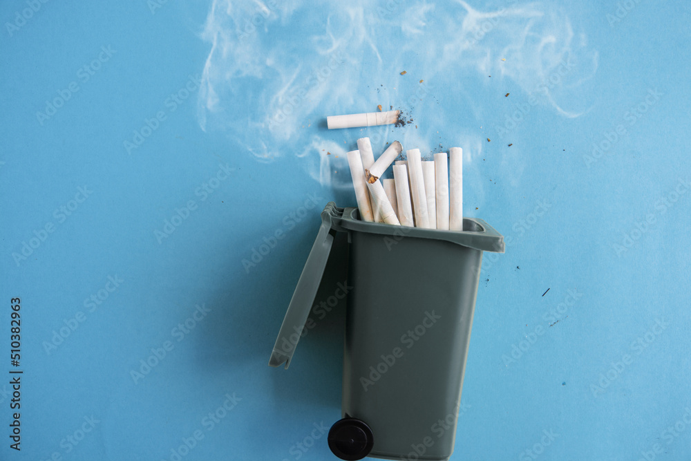 cigarettes in trash can, quit smoking, No Tobacco Day Stock Photo ...