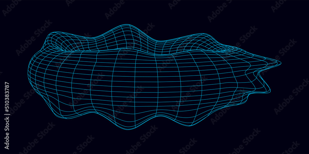 Vector sci-fi torus with particles and lines with glitch effect ...