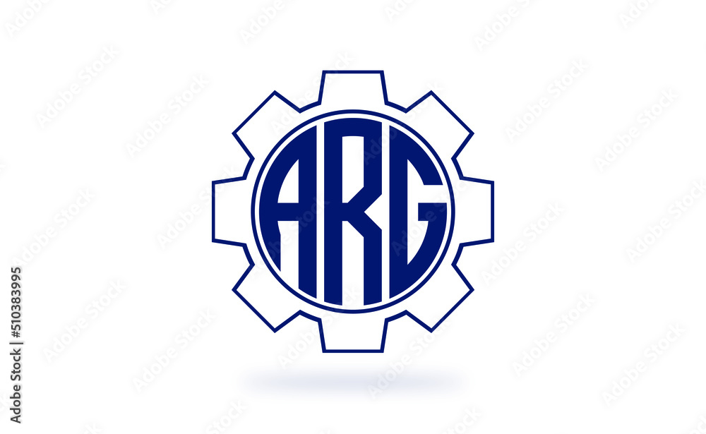 ARG three letter industrial logo with gear icon logo design vector ...