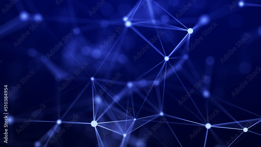 Abstract geometric background with connecting points and lines. Abstract blue digital background ...