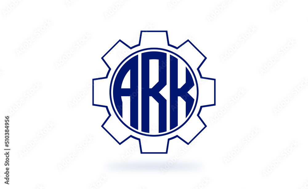ARK three letter industrial logo with gear icon logo design vector ...