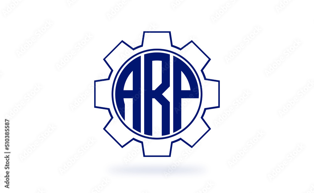 ARP three letter industrial logo with gear icon logo design vector ...