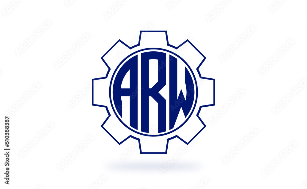 ARW three letter industrial logo with gear icon logo design vector ...