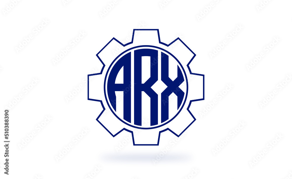 ARX three letter industrial logo with gear icon logo design vector ...