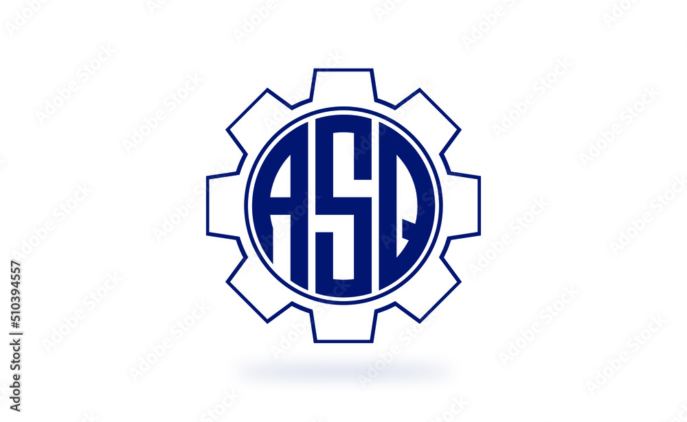 ASQ three letter industrial logo with gear icon logo design vector ...