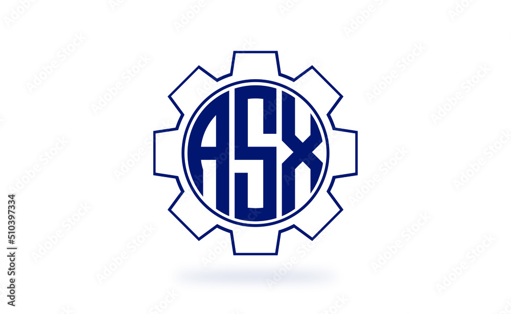 ASX three letter industrial logo with gear icon logo design vector ...