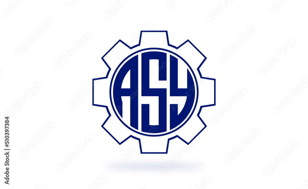 ASY three letter industrial logo with gear icon logo design vector ...