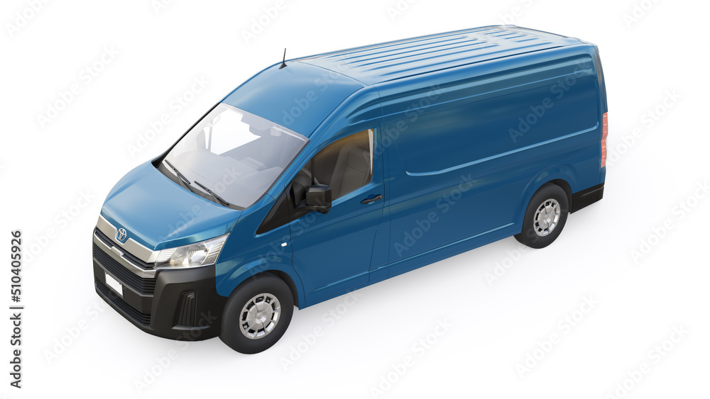 Tokyo, Japan. April 12, 2022: Toyota Hiace. Blue commercial van for ...