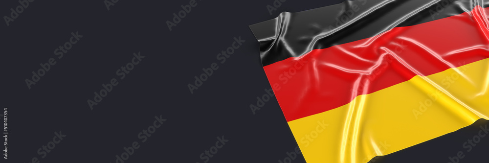 German Flag on black background, clipping path. Bright silky 3D ...
