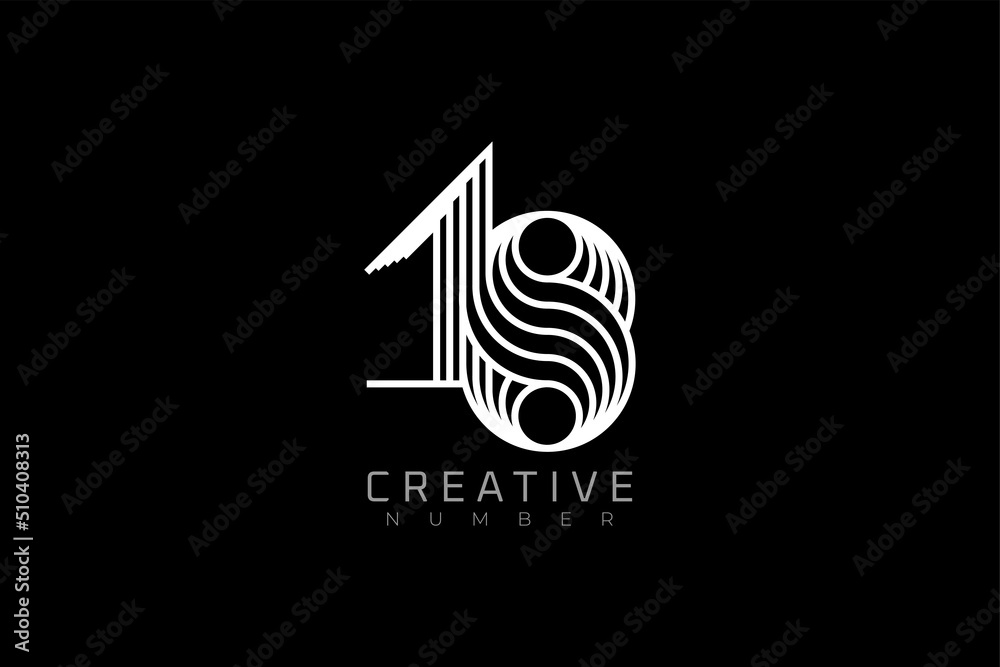 Number 18 Logo, modern and creative number 18 multi line style, usable ...