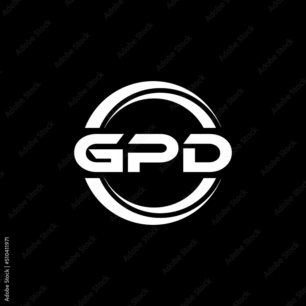 GPD letter logo design with black background in illustrator, vector ...