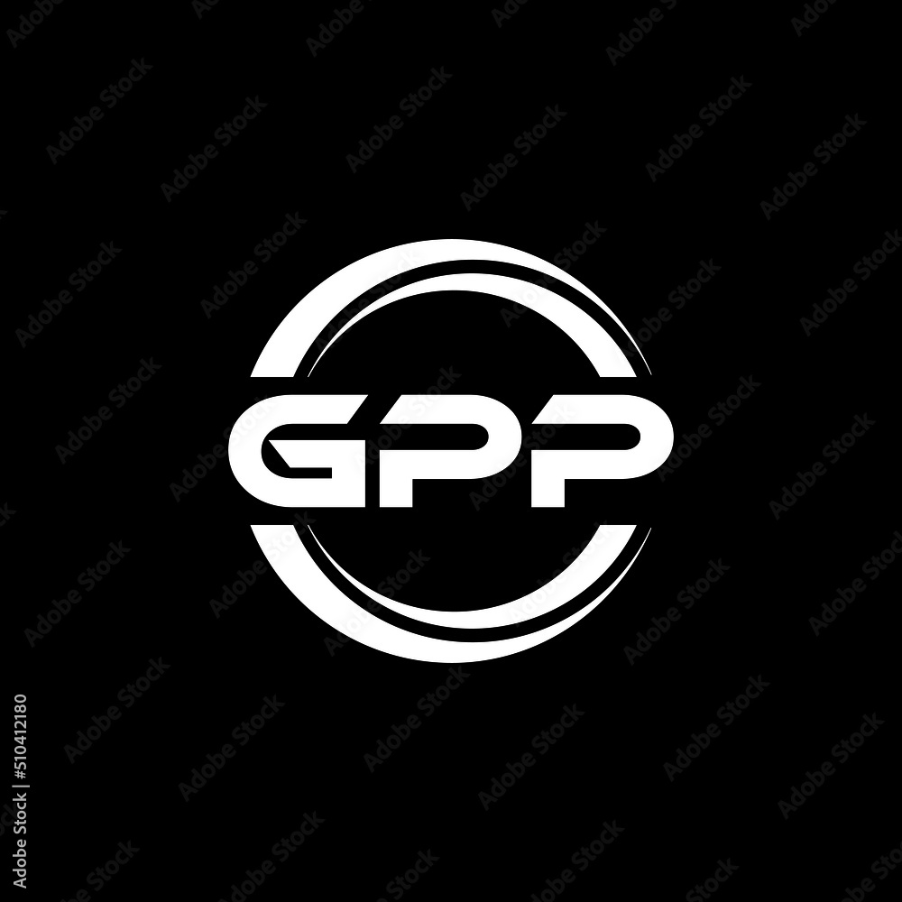 GPP letter logo design with black background in illustrator, vector ...