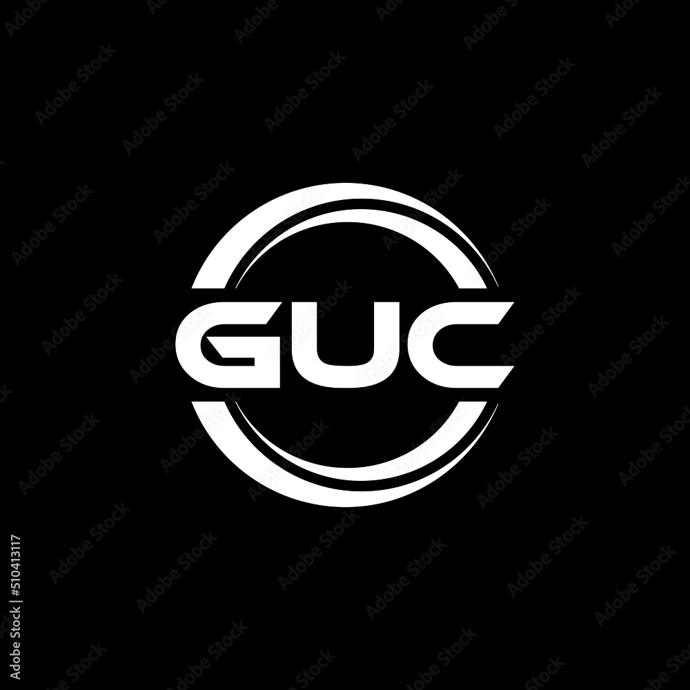 GUC letter logo design with black background in illustrator, vector ...