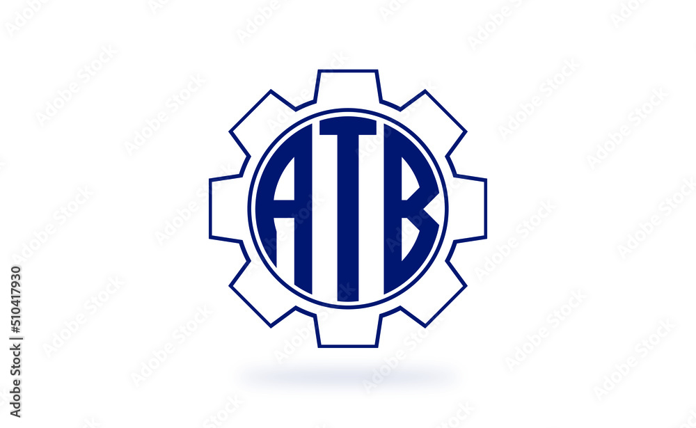 ATB three letter industrial logo with gear icon logo design vector ...