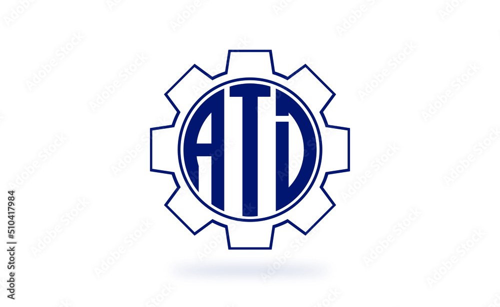 ATD three letter industrial logo with gear icon logo design vector ...