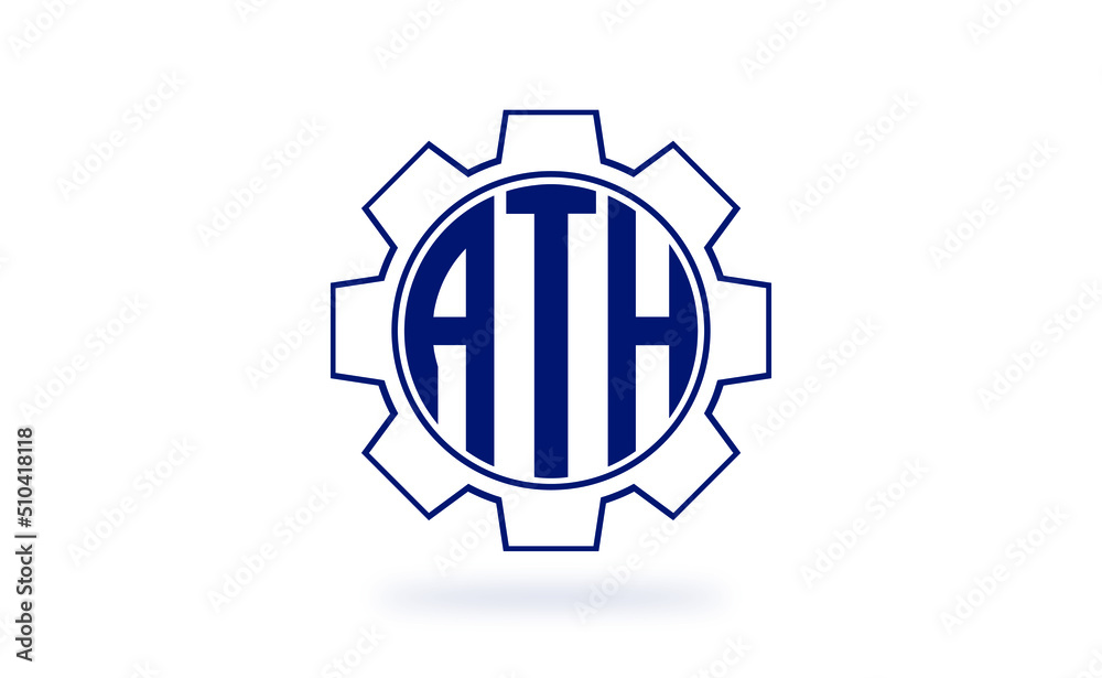 ATH three letter industrial logo with gear icon logo design vector ...