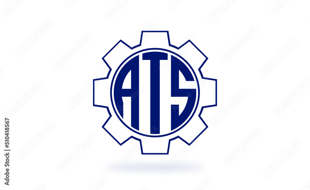 ATS three letter industrial logo with gear icon logo design vector ...