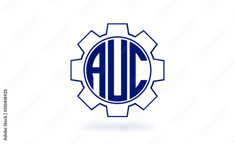 AUC three letter industrial logo with gear icon logo design vector ...