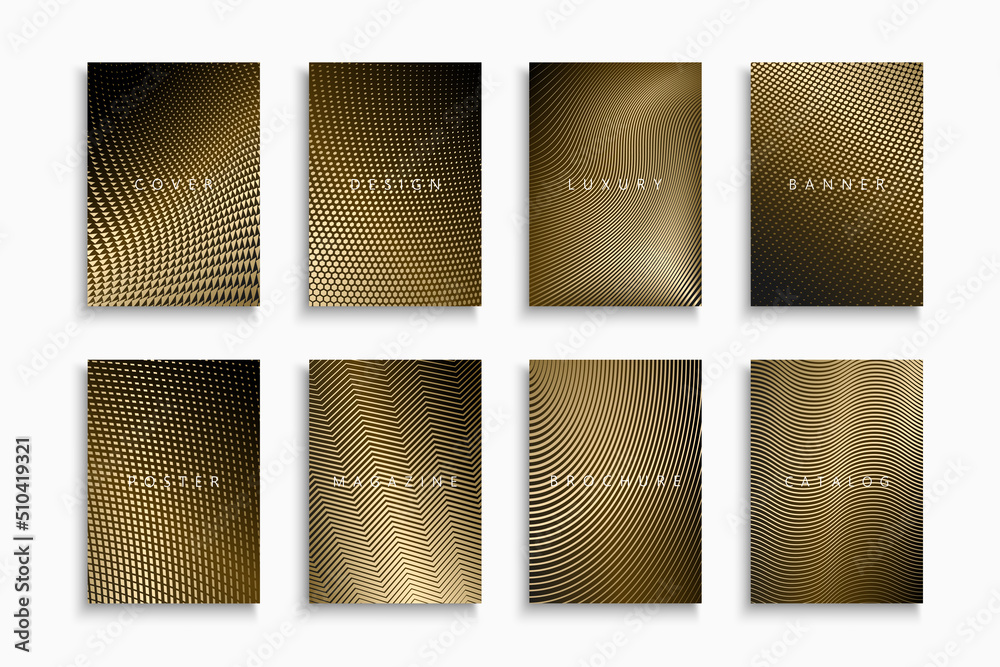 Collection of gold luxury covers, templates, backgrounds, placards ...