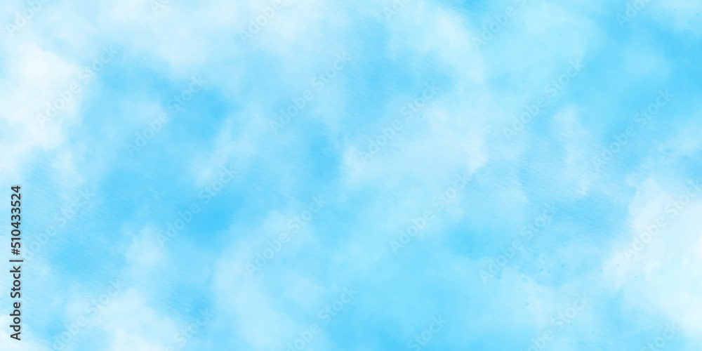 Blue watercolor sky background illustration. Abstract hand paint splash ...